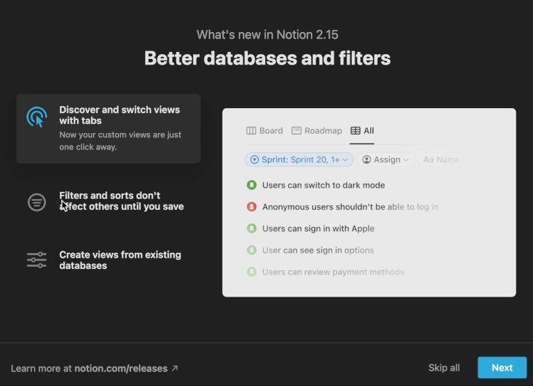【Notion Update】ビューをタブで切り替えられるデータベースと使いやすくなったフィルター | ツール士見習い